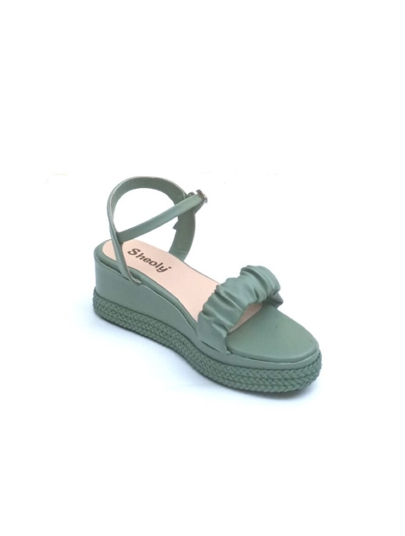 Sheoly Dark Green Wedge Heels with Ruffle Strap - WE103 - Buy Women's ...